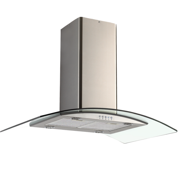 Defy 900mm Island Cooker Hood with Curved Glass (Stainless Steel ...