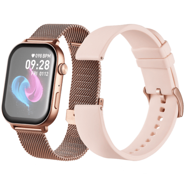 Volkano Trinity Series Smartwatch with Metal Mesh Strap – Gold – Giovision